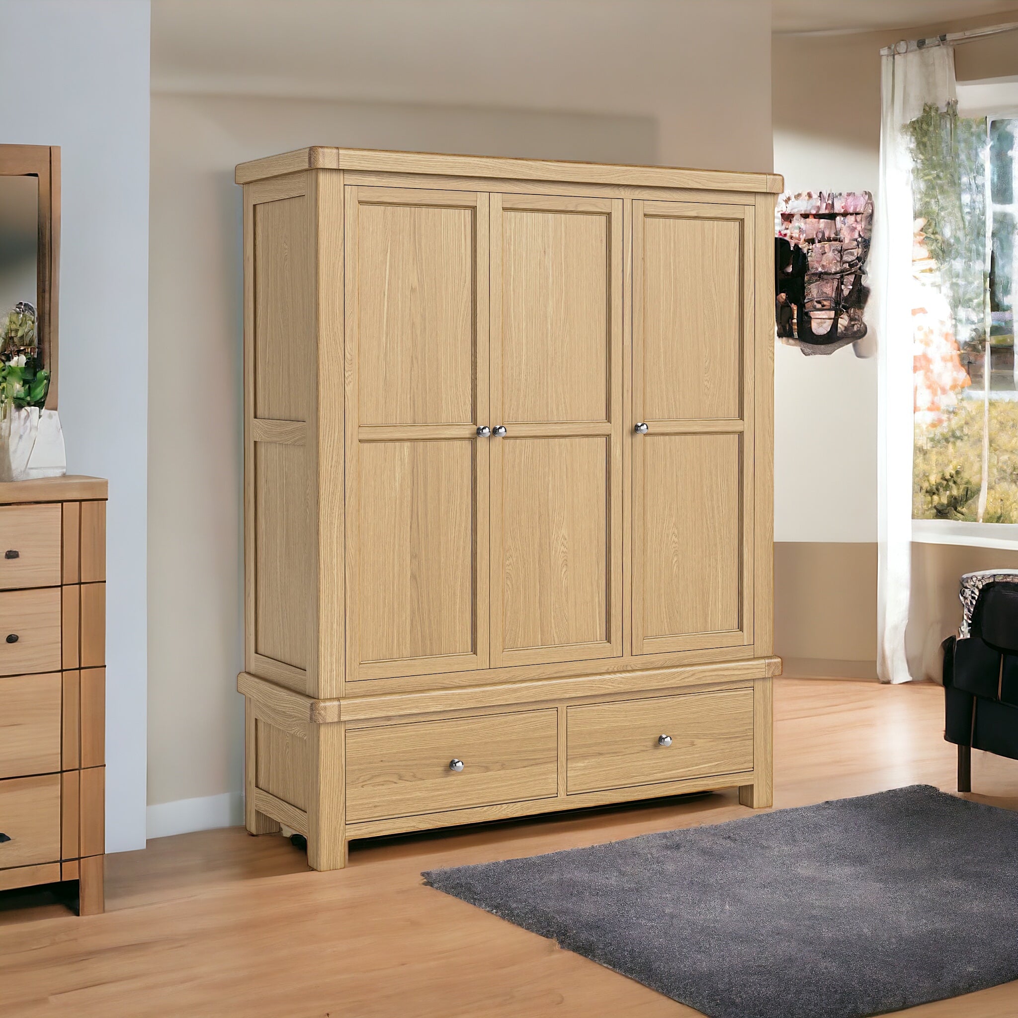 Toronto Triple Wardrobe - Oak – Quayside Interiors Ltd